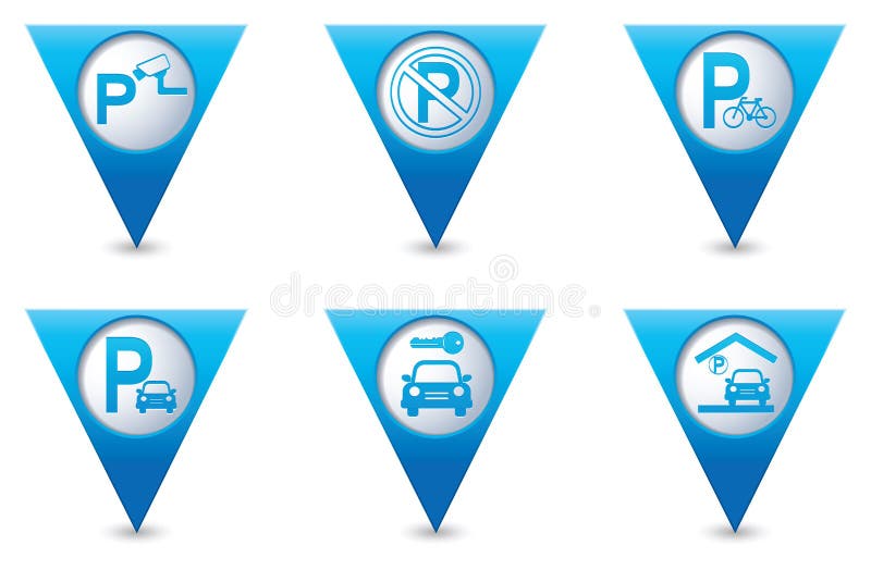 Parking Sign on Blue Triangular Map Pointers Stock Vector ...