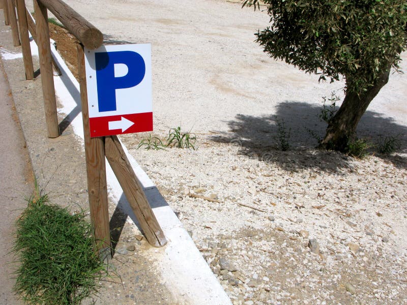 Parking Sign and Pointer of Direction, Countryside Stock Image - Image ...