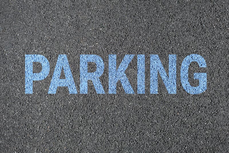 Parking Sign on Road. Drawn with Color Paint on Asphalt Stock Image ...