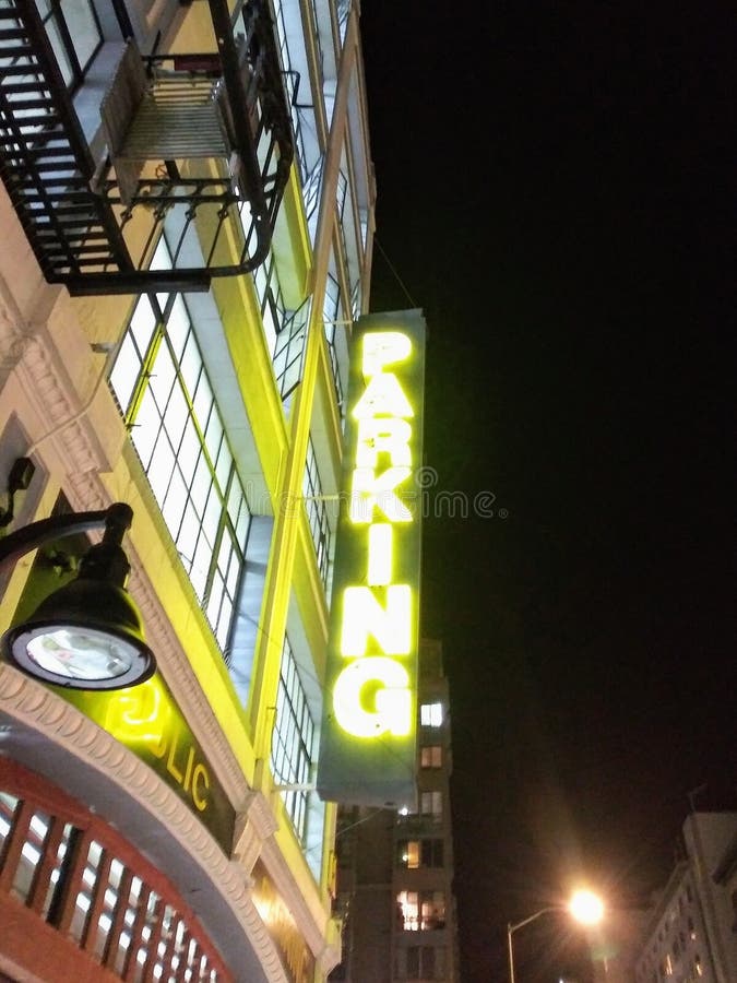 Parking Sign in yellow stock photo. Image of yellow - 161949602