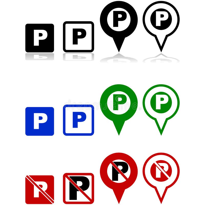 Parking signs and icons stock vector. Illustration of icon - 174352187