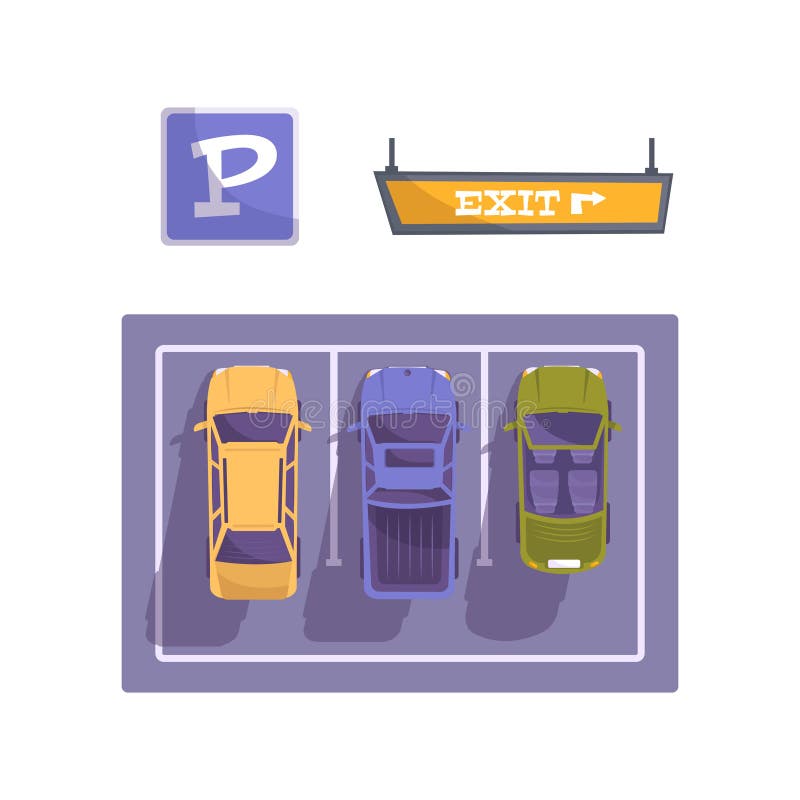 Parking Slots Flat Composition Stock Vector - Illustration of public ...
