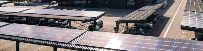 Parking Space with Solar Panels on a Roof. Solar Canopy Stock Photo ...