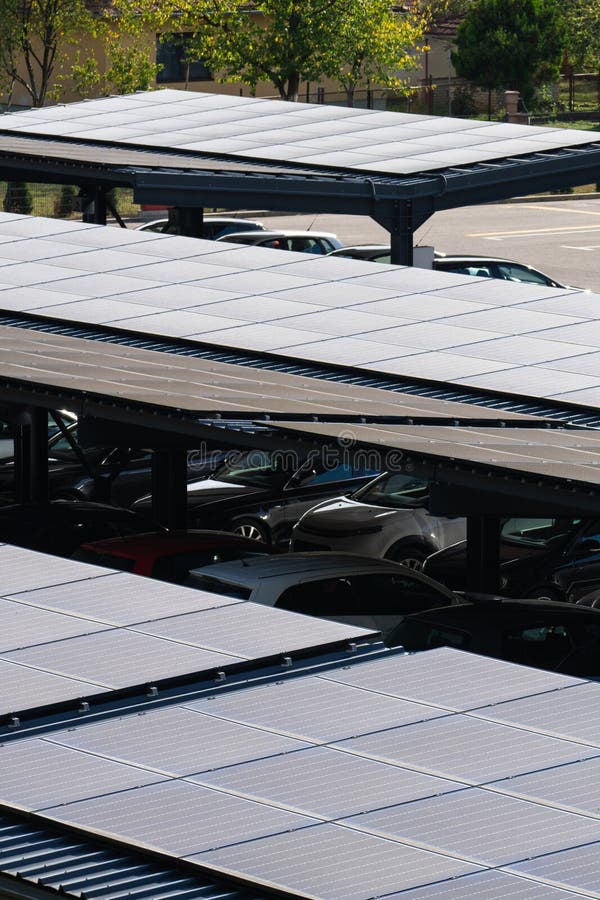 Parking Space with Solar Panels on a Roof. Solar Canopy Editorial Photo ...