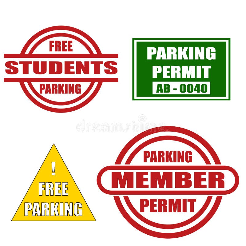Parking Stickers Set. stock illustration. Illustration of standing ...