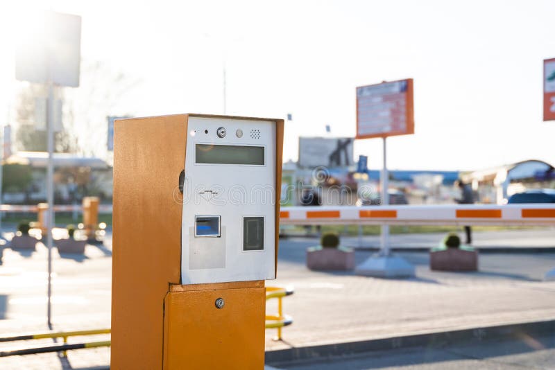 Parking Tickets Machine on a Exit from a Parking Area. Stock Image ...