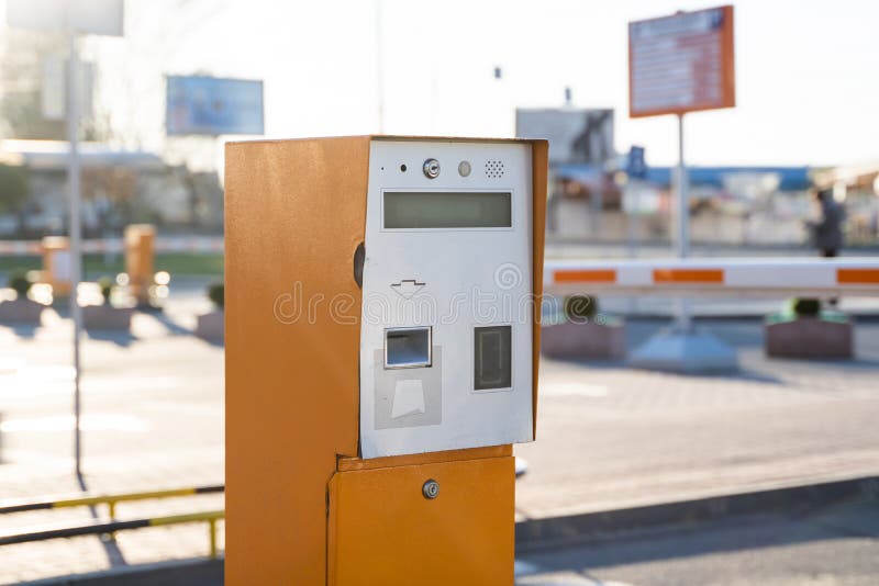 Parking Tickets Machine on a Exit from a Parking Area. Stock Image ...