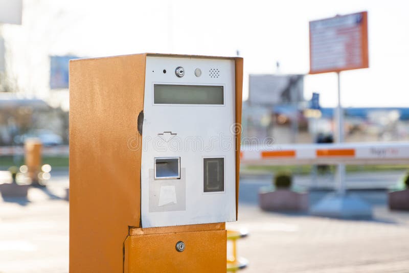 Parking Tickets Machine on a Exit from a Parking Area. Stock Image ...
