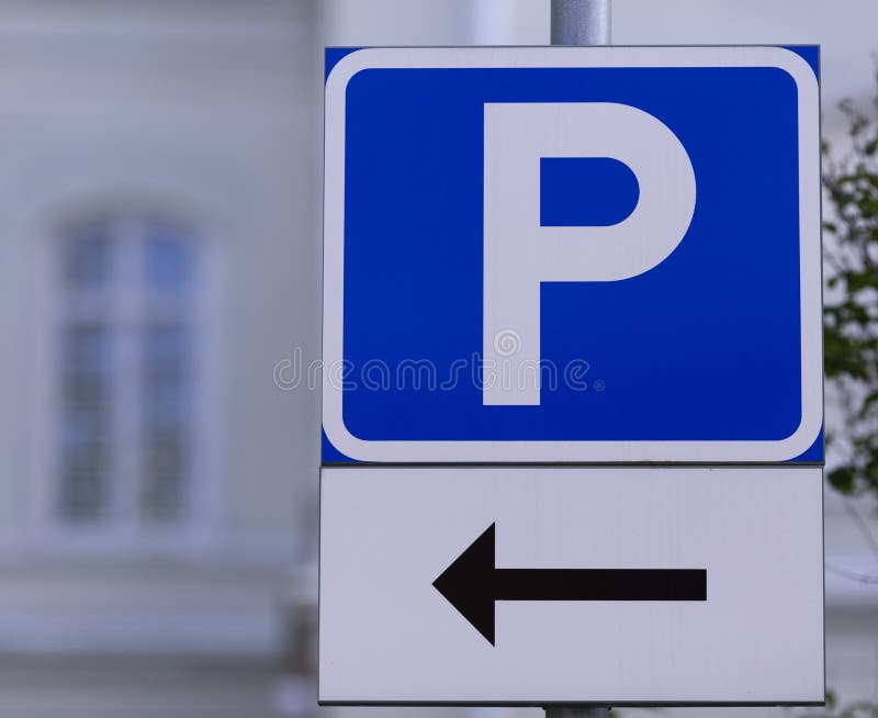 Parking to the left stock photo. Image of signs, parking - 59680410