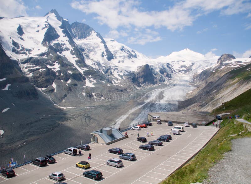 Parking on Top Glacier Pasterze. Austrian Alps Stock Photo - Image of ...