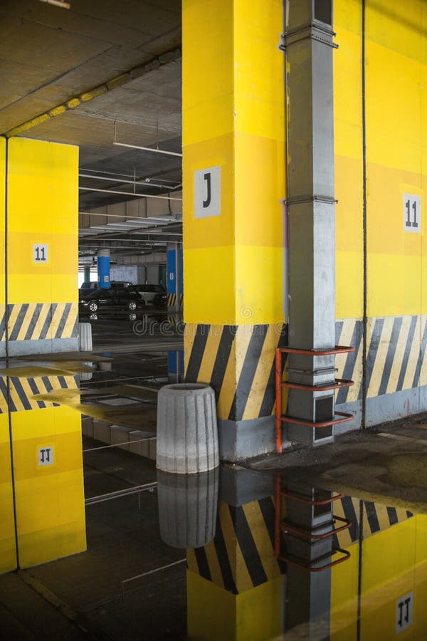 Parking under the building stock image. Image of reflect - 264240421