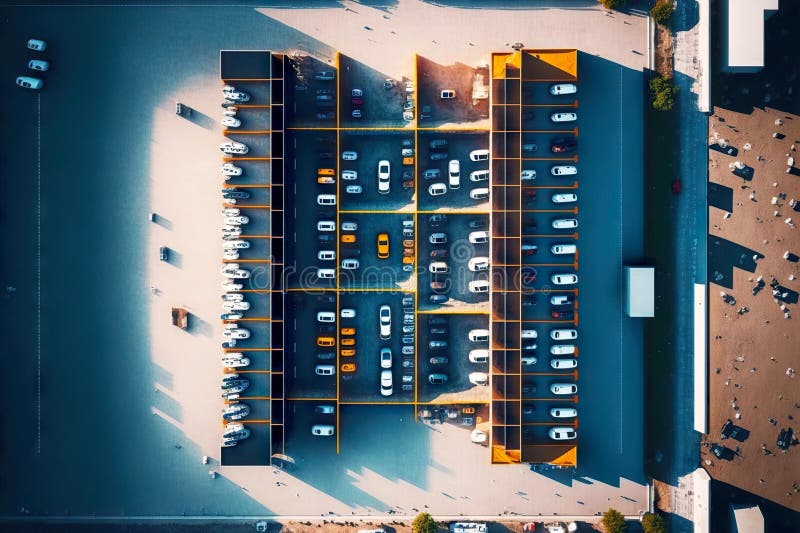 Parking Under Construction in Urban Conditions, Aerial View Car Parking ...