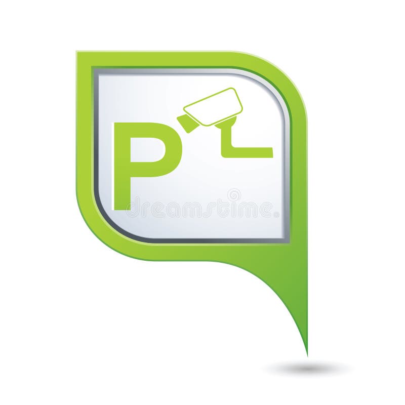 Parking Under Supervision Icon on the Map Pointer Stock Vector ...