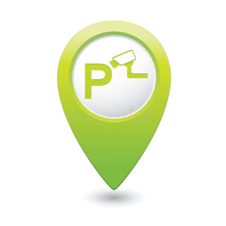Parking Under Supervision Icon on the Map Pointer Stock Vector ...