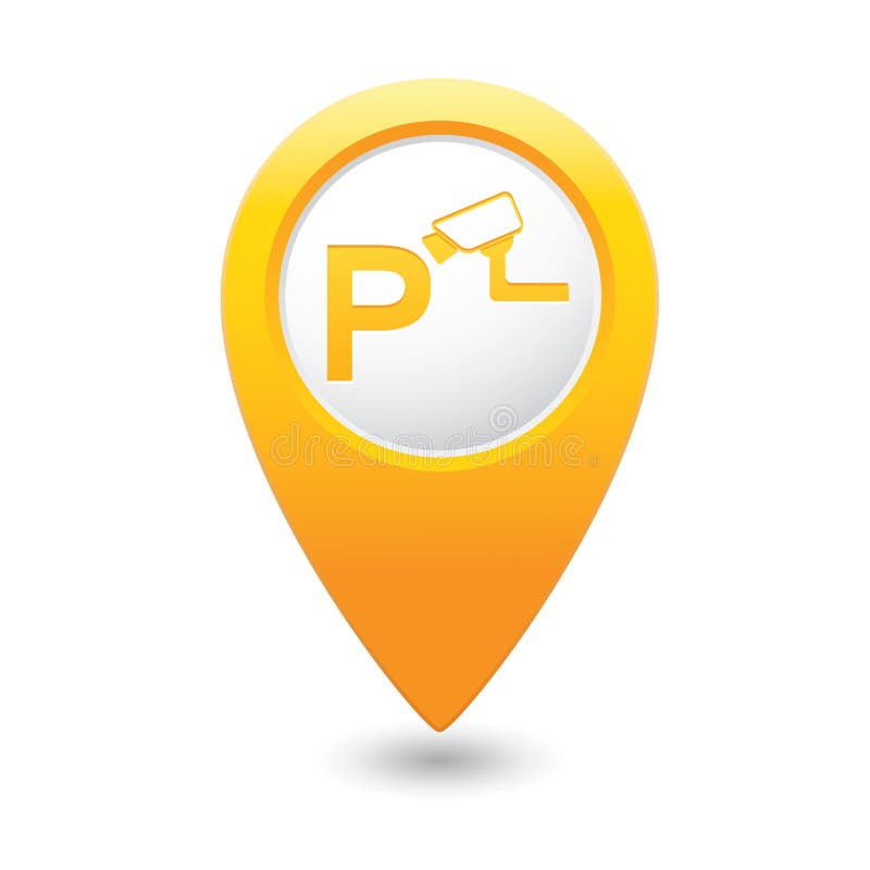 Parking Under Supervision Icon on the Map Pointer Stock Vector ...