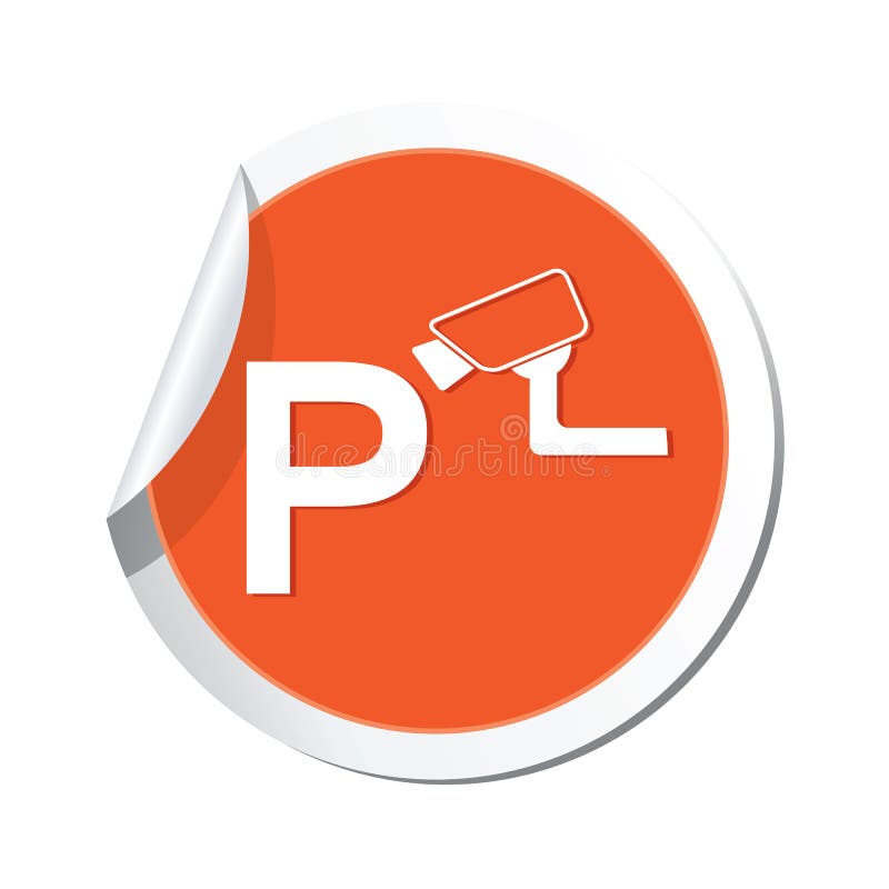 Parking Under Supervision Icon on the Sticker Stock Vector ...