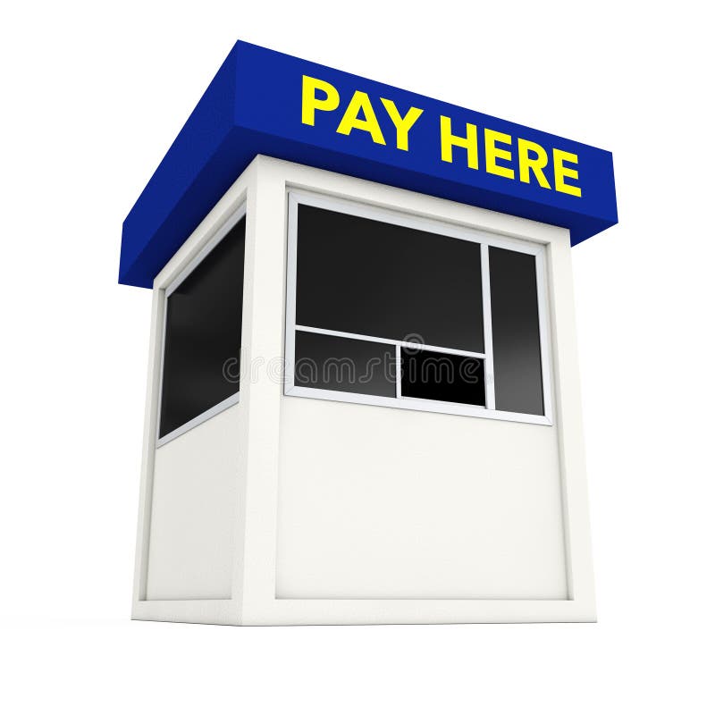 Parking Zone Booth with Pay Here Sign. 3d Rendering Stock Illustration ...