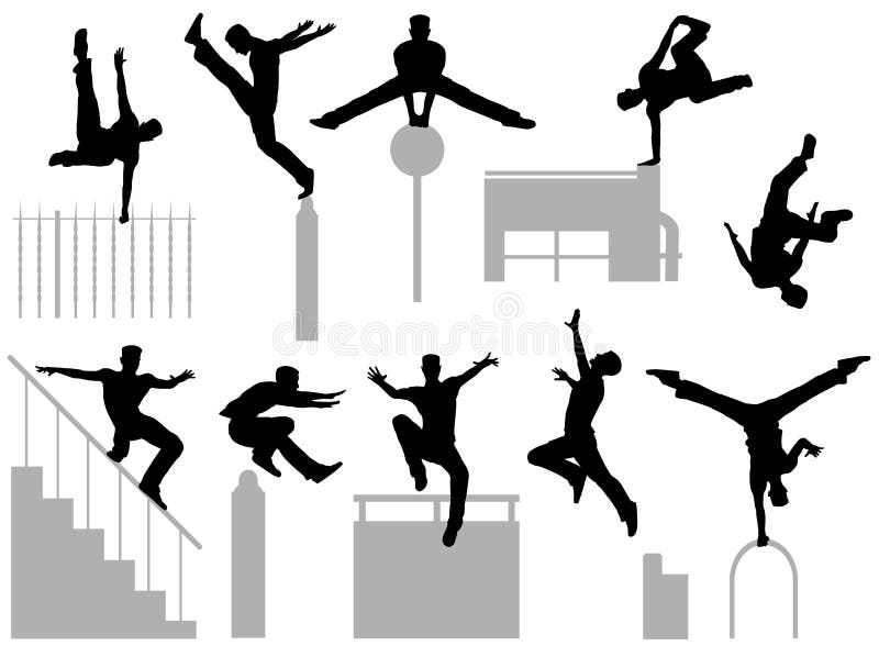 Parkour poses stock vector. Illustration of parkour, outline - 25987156