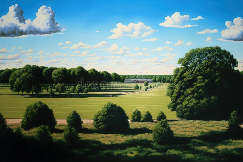 The Parks Ground, with a Landscape and a Blue Sky in the Distance Stock ...