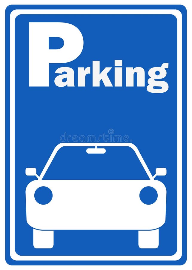 Parken, Blaues Parkzeichen Mit Autobild Stock Abbildung - Illustration ...