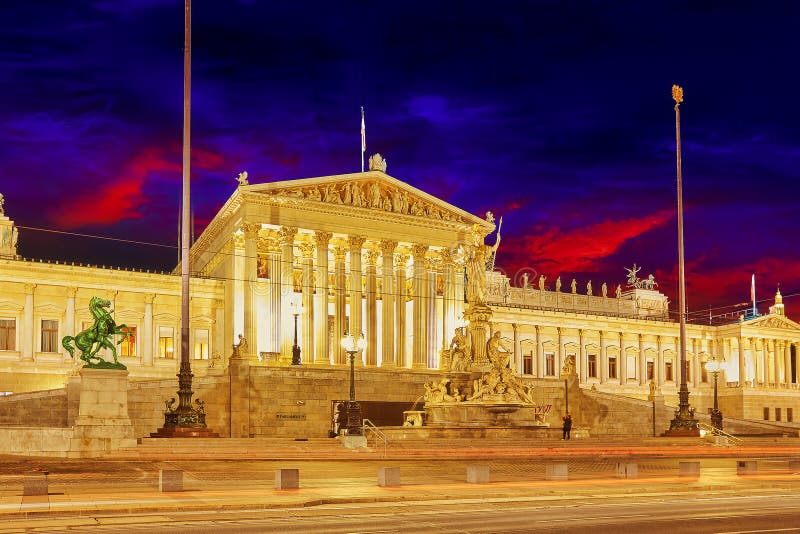 Austria Parlament In Vienna Stock Image - Image of light, architecture ...