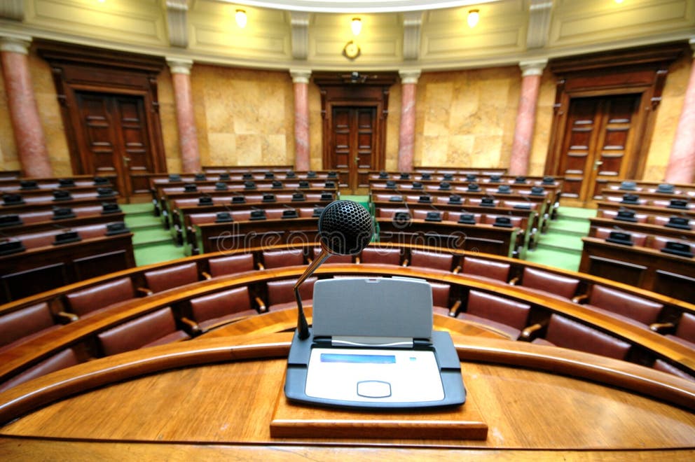 Parliament stock photo. Image of microphone, public, interior - 18934290