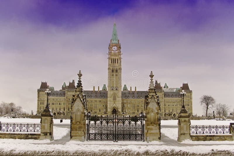 Parliament Building Ottawa in Winter Snow Stock Photo - Image of ...