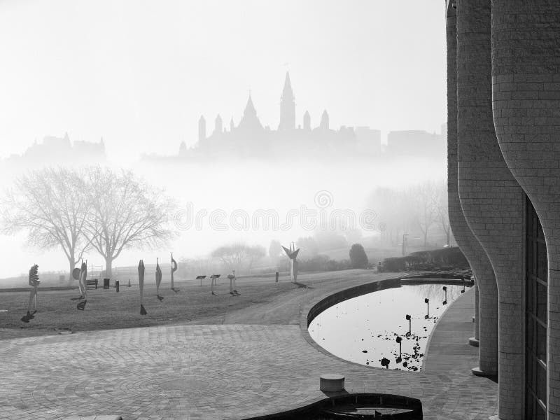 Parliament of Canada in Fog Editorial Stock Image - Image of gatineau ...
