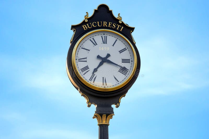 Parliament Clocks In Bucharest City Stock Photo - Image of destination ...