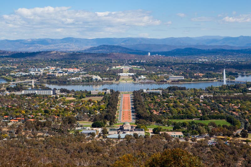 Aerial view above Canberra stock image. Image of aerial - 81523119