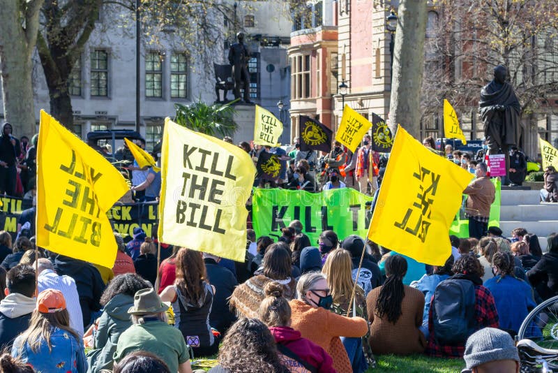 PARLIAMENT SQUARE, LONDON, ENGLAND- 17 April 2021: Protesters at a KILL ...