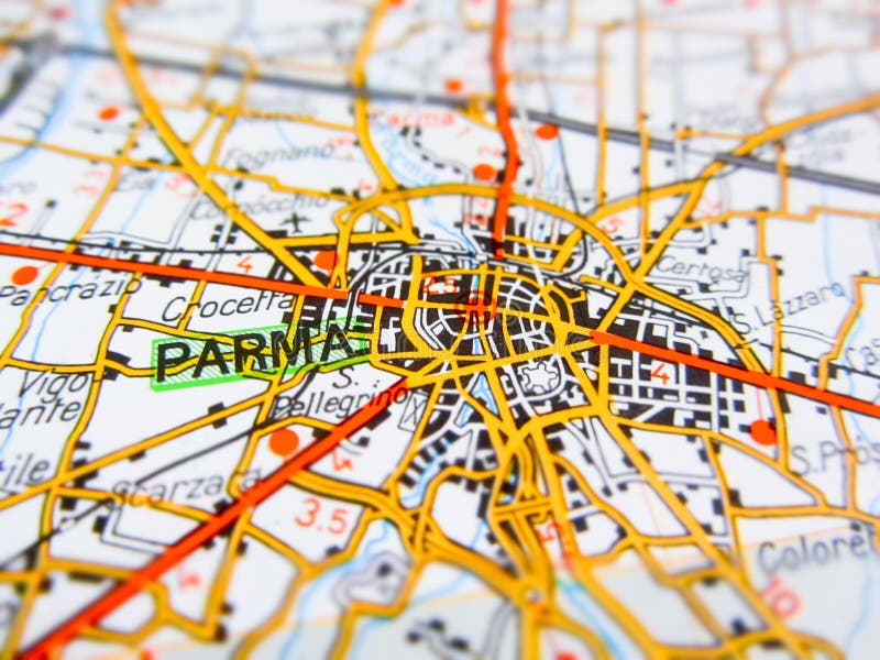Parma City Over a Road Map ITALY Stock Image - Image of cartography ...
