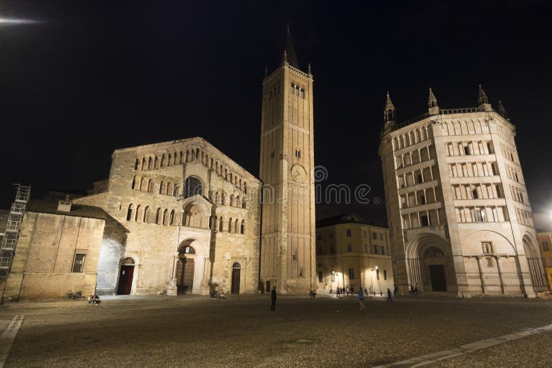 Parma Italy by Night: Cathedral Square Stock Image - Image of city ...