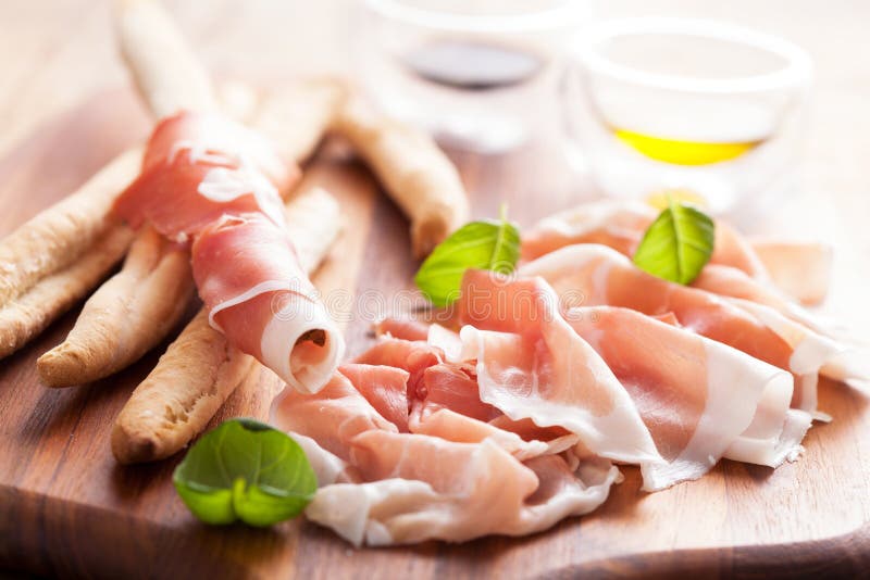 Parma Ham and Grissini Bread Sticks Stock Photo - Image of cold ...