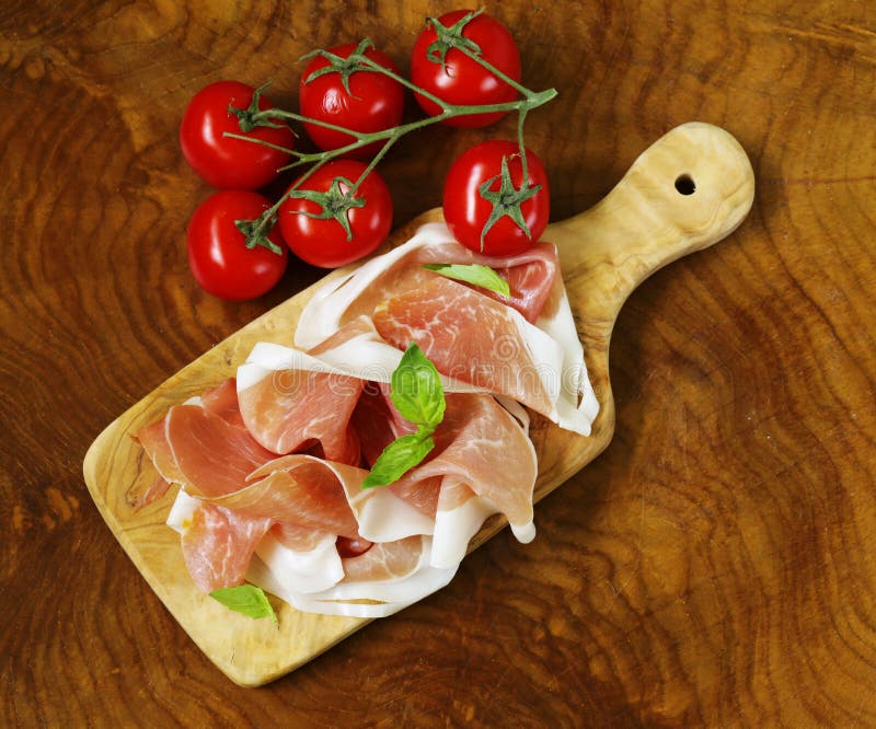 Parma Ham (jamon) with Fragrant Herbs Stock Image - Image of cold ...
