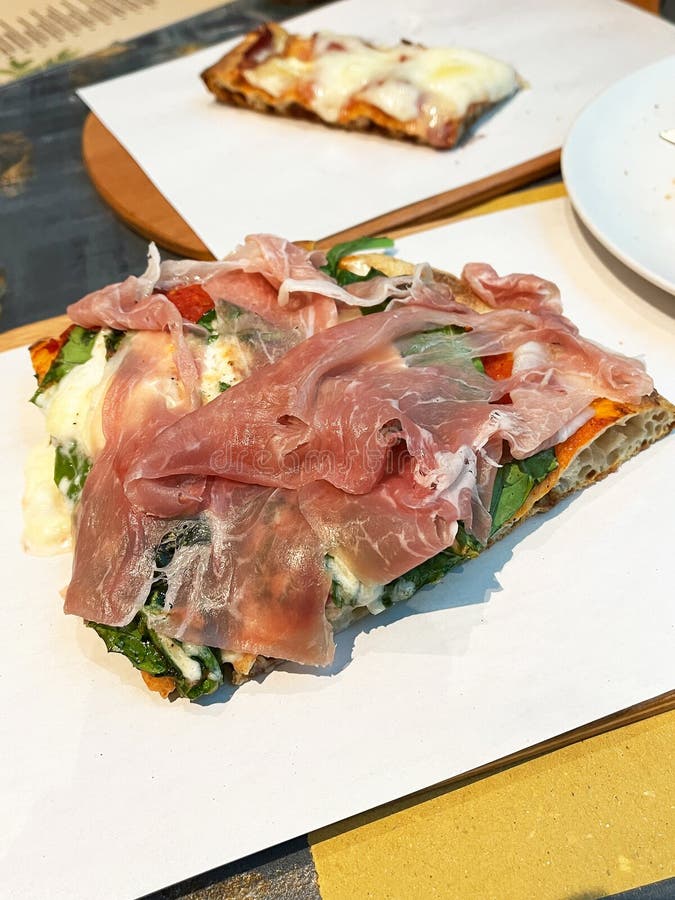 Parma Ham Pizza with Cheese and Rocket Salad Stock Image - Image of ...