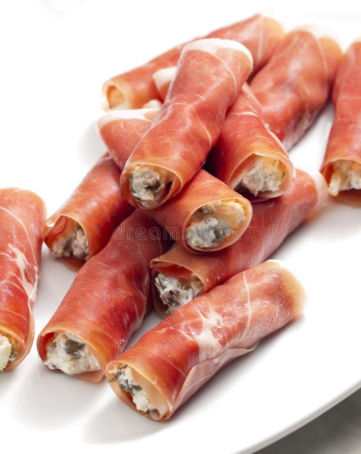 Parma ham rolls stock image. Image of meal, life, cheese - 23011151