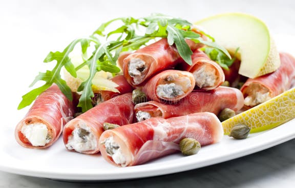 Parma ham rolls stock image. Image of gastronomy, parma - 28527355