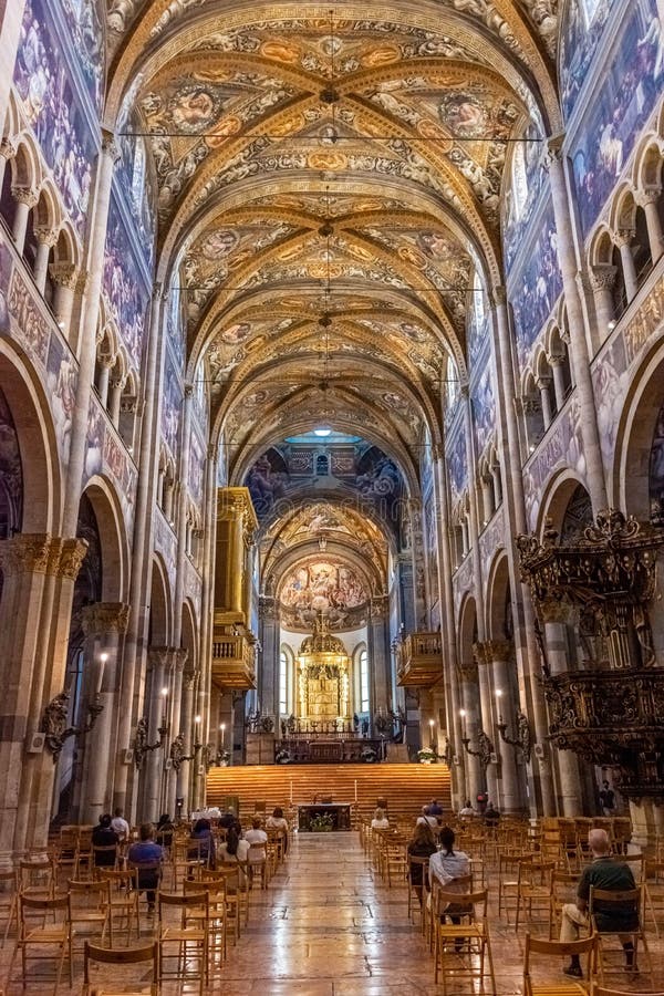 PARMA, ITALY, 13 JUNE 2021 Beautiful and Colorful Interior of the Parma ...
