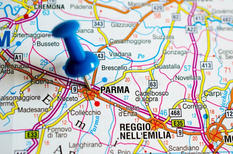Parma on map stock photo. Image of close, city, travel - 122929698