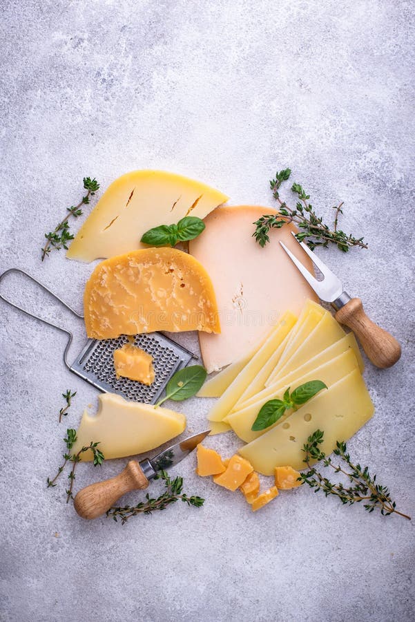 Parmesan, Cheddar, Gouda and Maasdam Cheese Stock Image - Image of ...