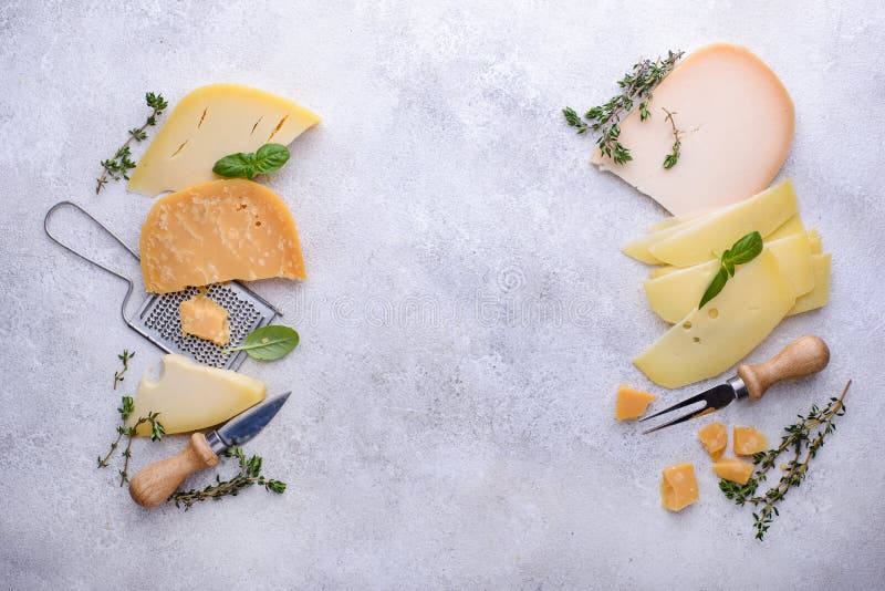 Parmesan, Cheddar, Gouda and Maasdam Cheese Stock Photo - Image of ...