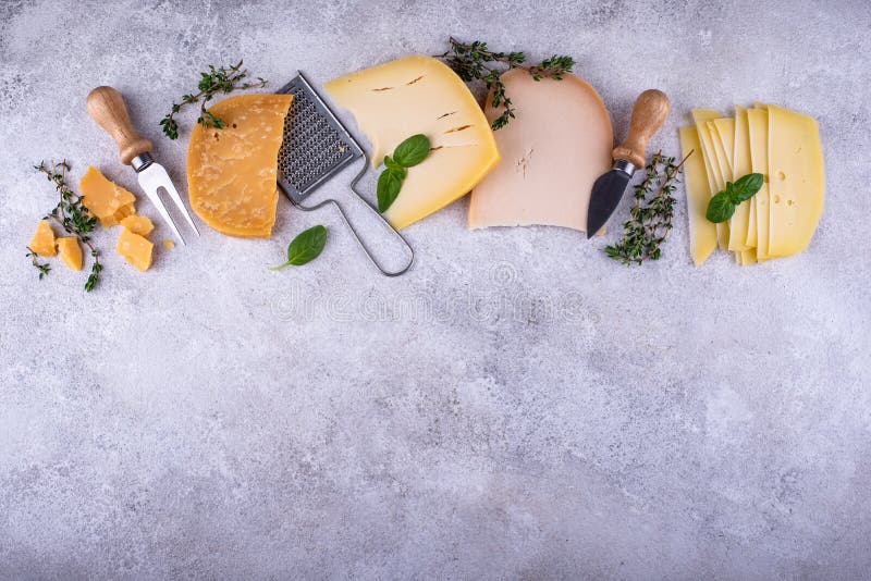 Parmesan, Cheddar, Gouda and Maasdam Cheese Stock Photo - Image of ...