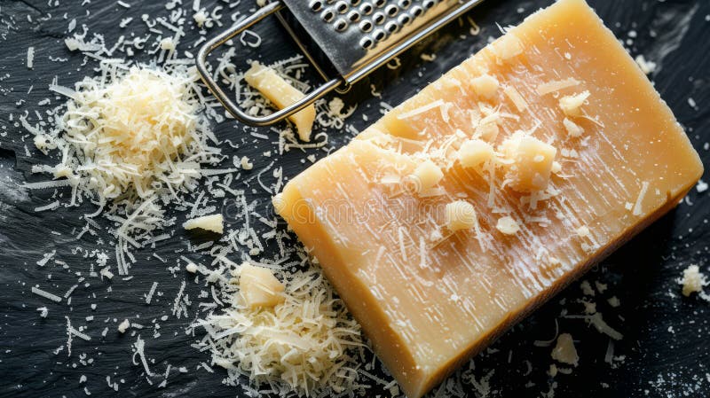 Parmesan Cheese Block Grater Shredded Pieces Stock Photos - Free ...