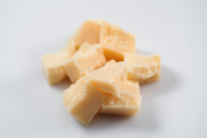 Parmesan Cheese Chunks on White Background Stock Image - Image of ...