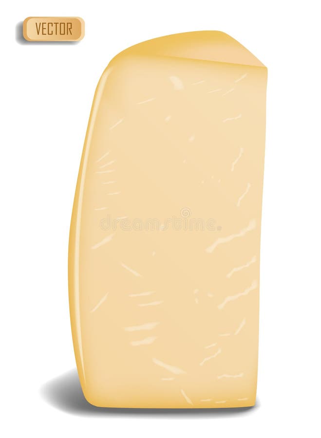 Parmesan Cheese Isolated on White Photo-realistic Vector Illustration ...
