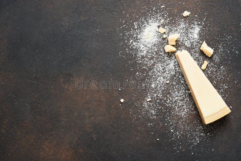 Parmesan Cheese Slice on a Concrete Background, Top View Stock Image ...