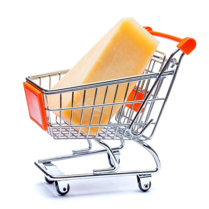 Parmesan Cheese in Small Shopping Cart Stock Photo - Image of portion ...