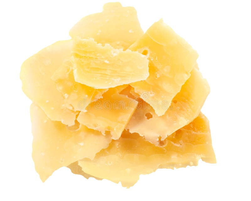 Pile Of Parmesan Cheese Flakes And Crumbs Isolated Stock Photo - Image ...