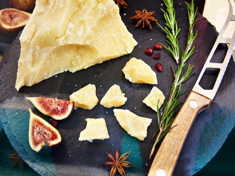 Parmesan and Fruit on a Cutting Board for Wine Stock Photo - Image of ...